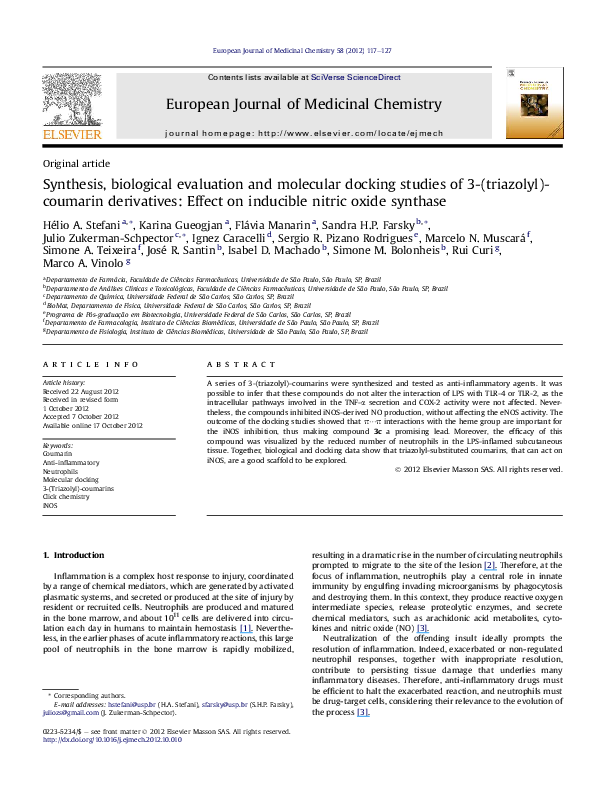 (PDF) Synthesis, biological evaluation and molecular docking of some substituted pyrazolines and ...