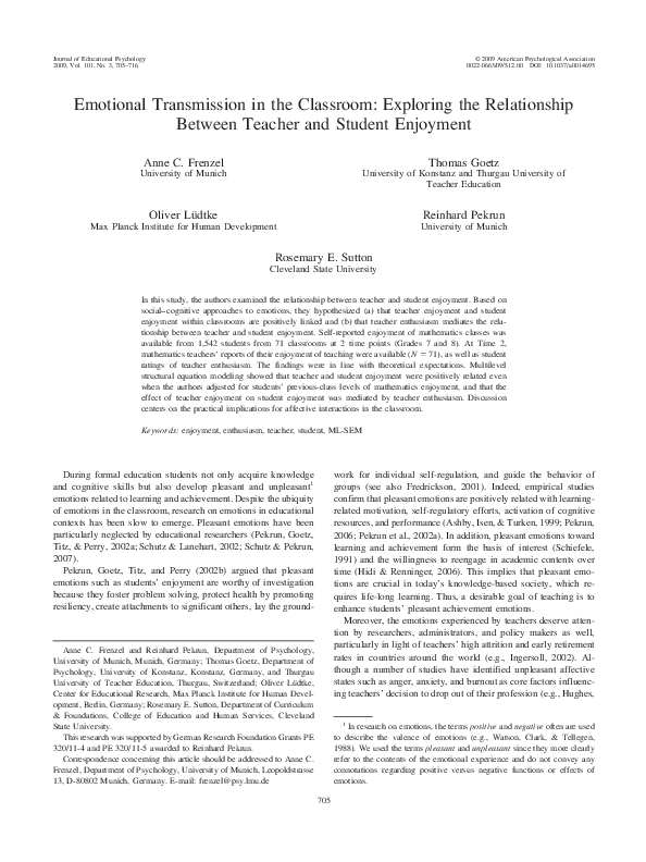 (PDF) Emotional Transmission in the Classroom: Exploring the ...