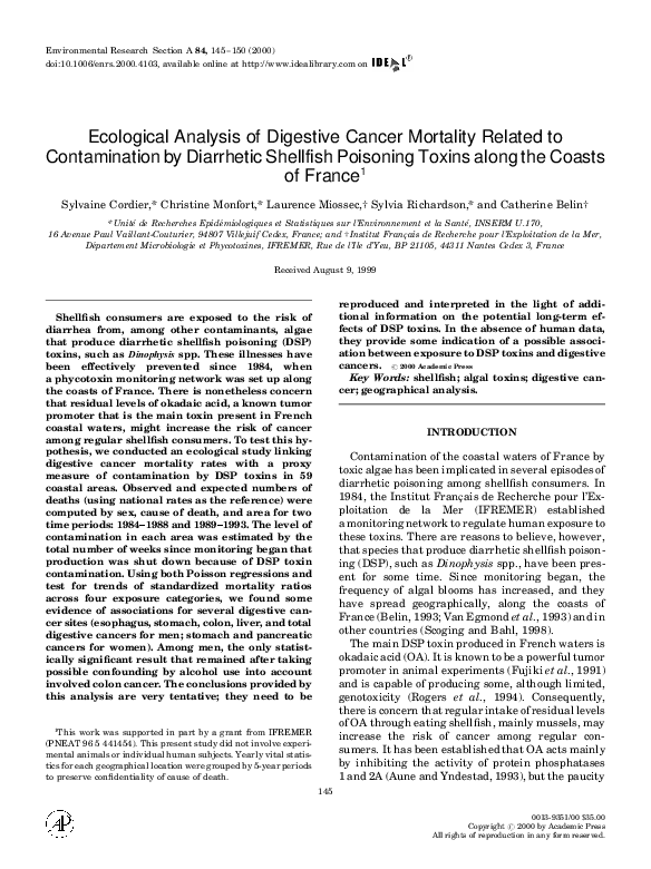 (PDF) Ecological Analysis of Digestive Cancer Mortality Related to ...