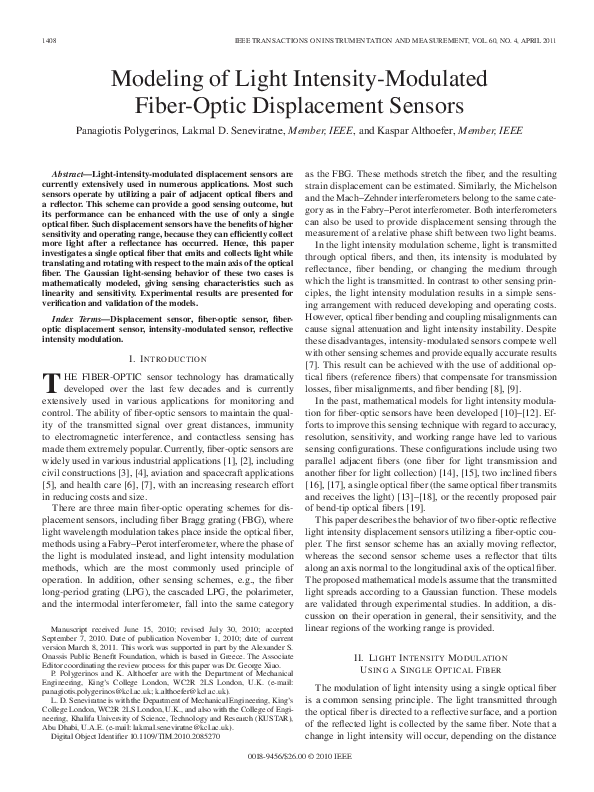 (PDF) Modeling of Light Intensity-Modulated Fiber-Optic Displacement ...