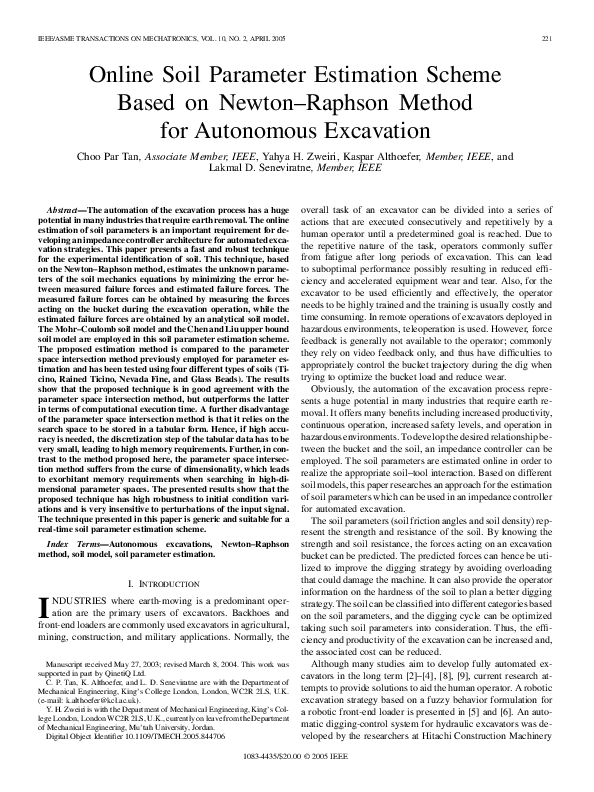 (PDF) Online Soil Parameter Estimation Scheme Based on Newton–Raphson Method for Autonomous ...