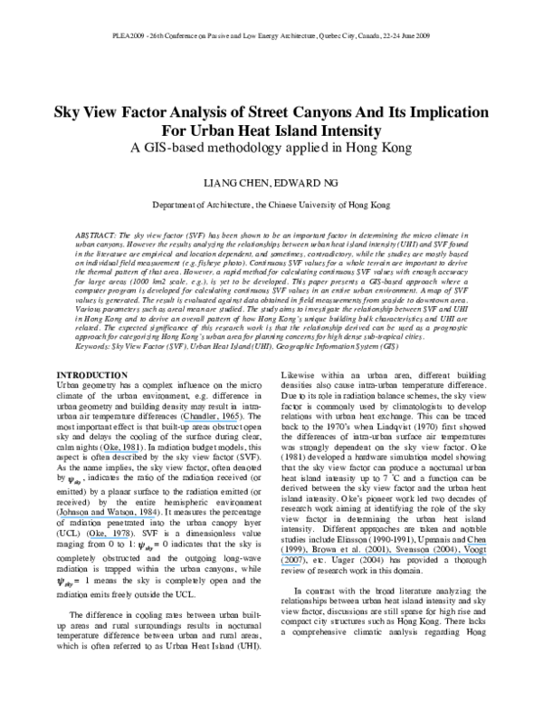 (PDF) Sky view factor analysis of street canyons and its implications ...