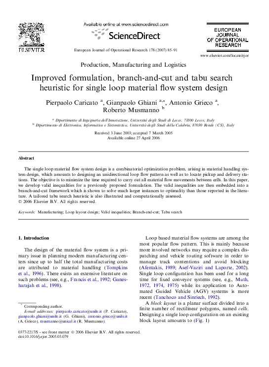 (PDF) Improved formulation, branch-and-cut and tabu search heuristic ...