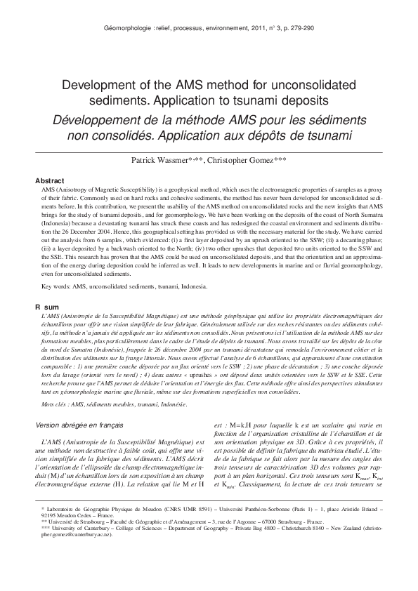(PDF) Development of the AMS method for unconsolidated sediments ...