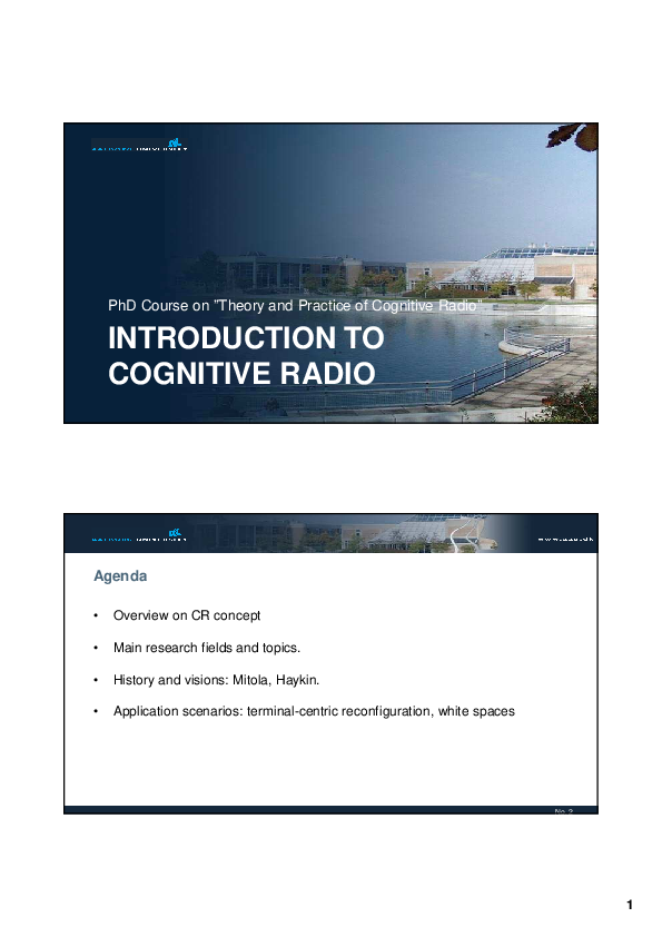 (PDF) INTRODUCTION TO COGNITIVE RADIO