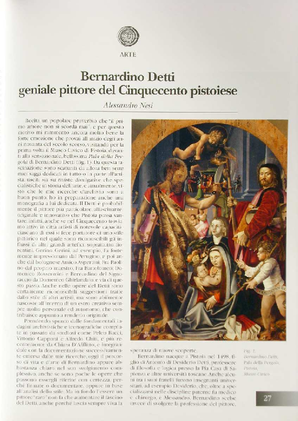 (PDF) Bernardino Detti, geniale pittore pistoiese del Cinquecento
