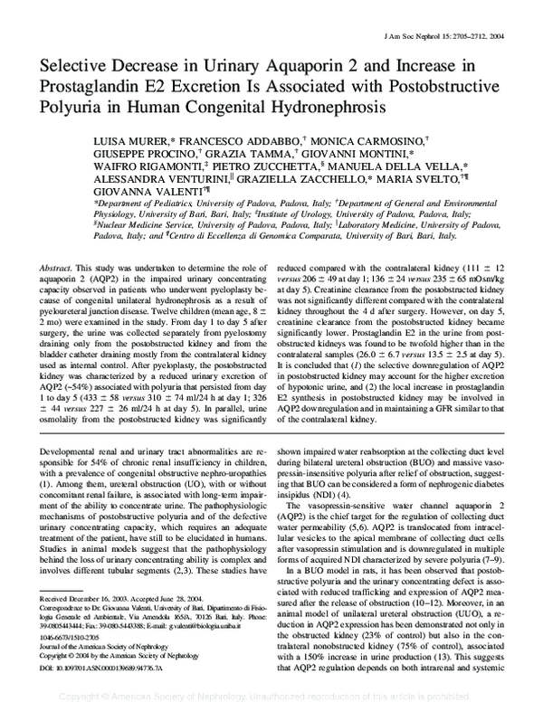 (PDF) Selective Decrease in Urinary Aquaporin 2 and Increase in ...