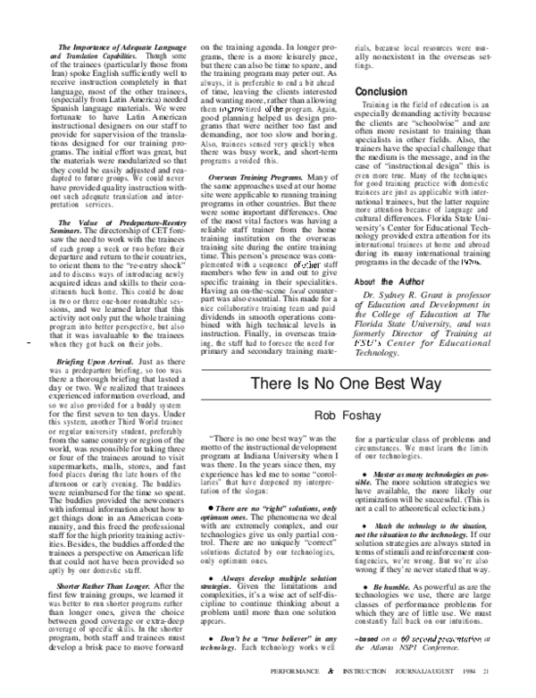 (PDF) There is no one best way