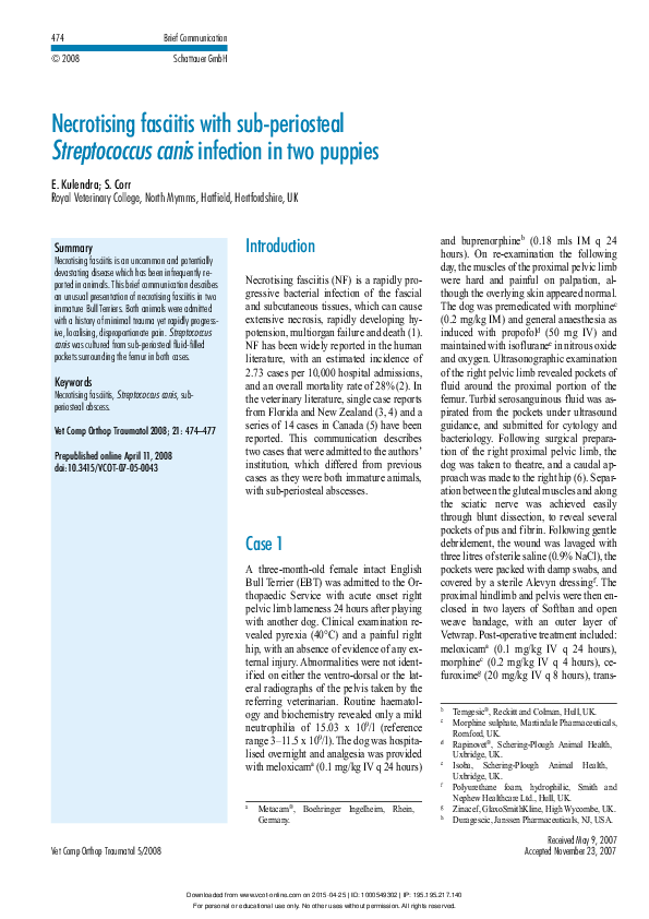 (PDF) Necrotising Fasciitis with sub-periosteal Streptococcus canis ...