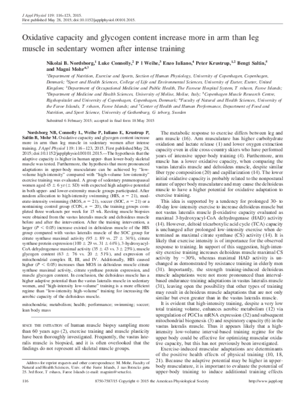 (PDF) Oxidative capacity and glycogen content increase more in arm than ...