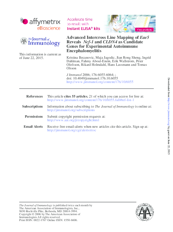 (PDF) Autoimmune Encephalomyelitis Candidate Genes for Experimental as ...