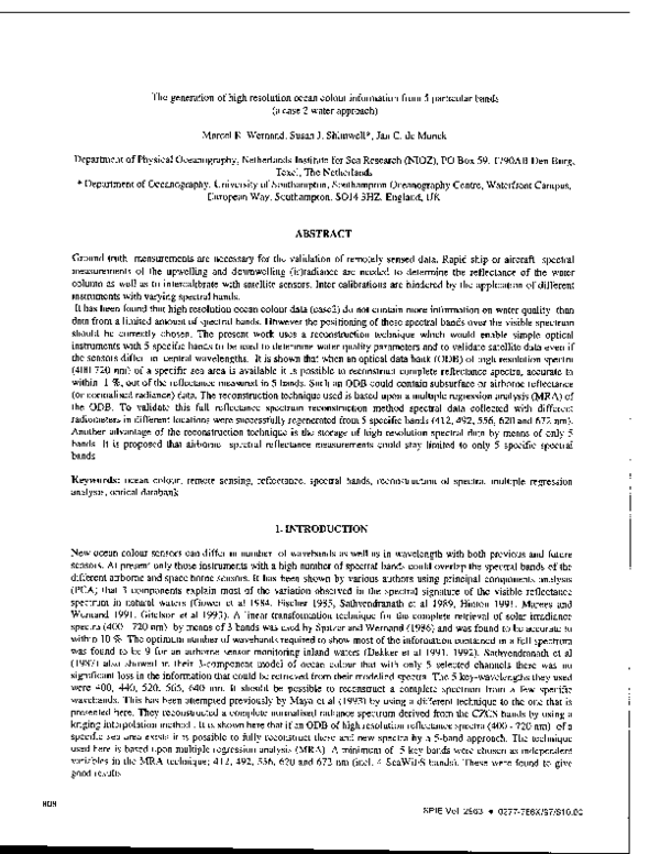 Pdf An Autonomous Above Water System For The Validation Of Ocean Color Radiance Data