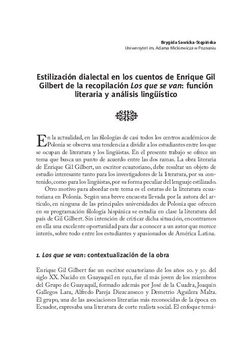 (PDF) Estilización dialectal en los cuentos de Enrique Gil Gilbert de ...