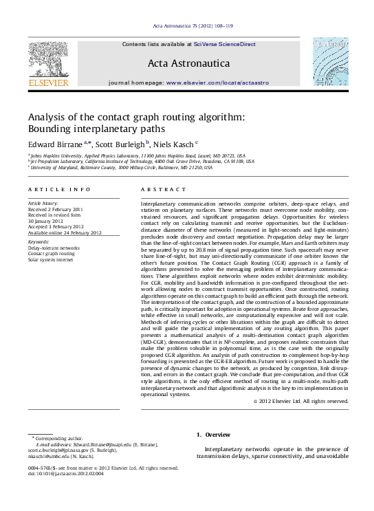 (PDF) Analysis of the contact graph routing algorithm: Bounding ...