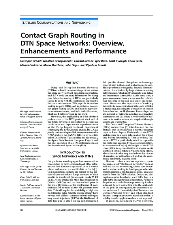Pdf Contact Graph Routing In Dtn Space Networks Overview Enhancements And Performance