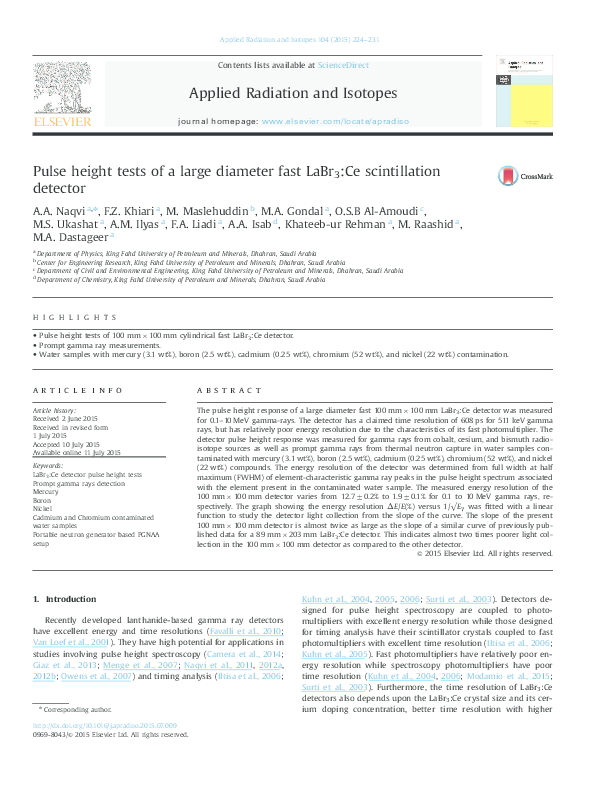 (PDF) Pulse height tests of a large diameter fast LaBr3:Ce ...