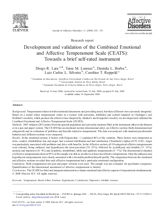 (PDF) Development and validation of the Combined Emotional and ...