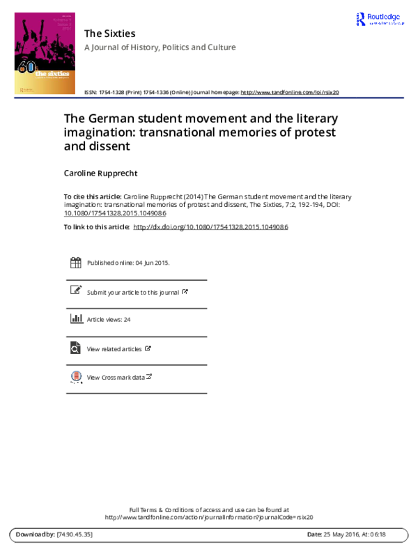 (PDF) Book Review of THE GERMAN STUDENT MOVEMENT