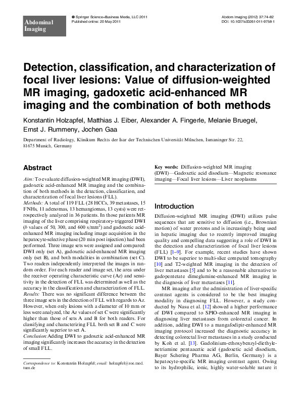 Pdf Detection Classification And Characterization Of Focal Liver