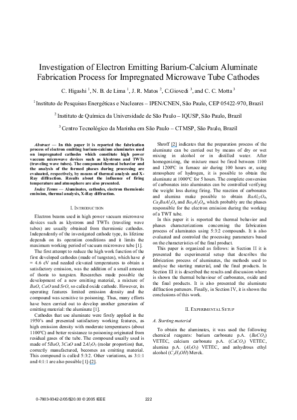 (PDF) Investigation of electron emitting barium-calcium aluminate ...