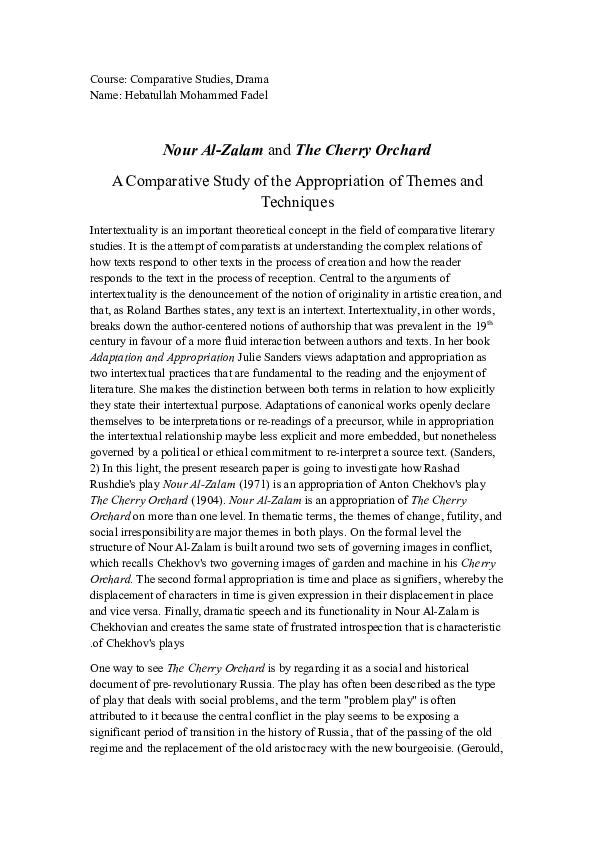 (DOC) Nour Al Zalam and The Cherry Orchard: A Comparative Study of the ...