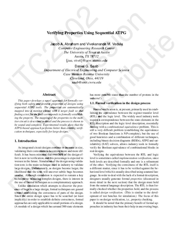 (PDF) Verifying Properties Using Sequential ATPG