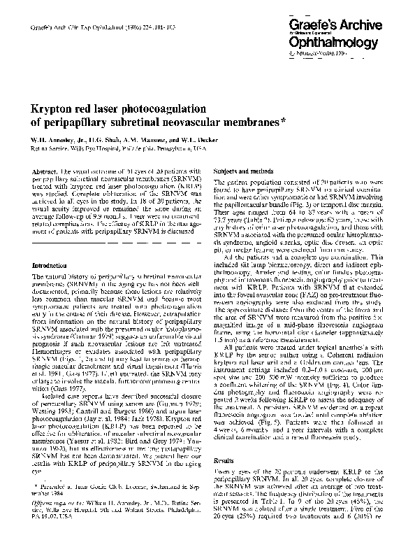 (PDF) Krypton red laser photocoagulation of peripapillary subretinal ...