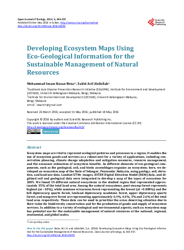 (PDF) Developing Ecosystem Maps Using Eco-Geological Information for ...