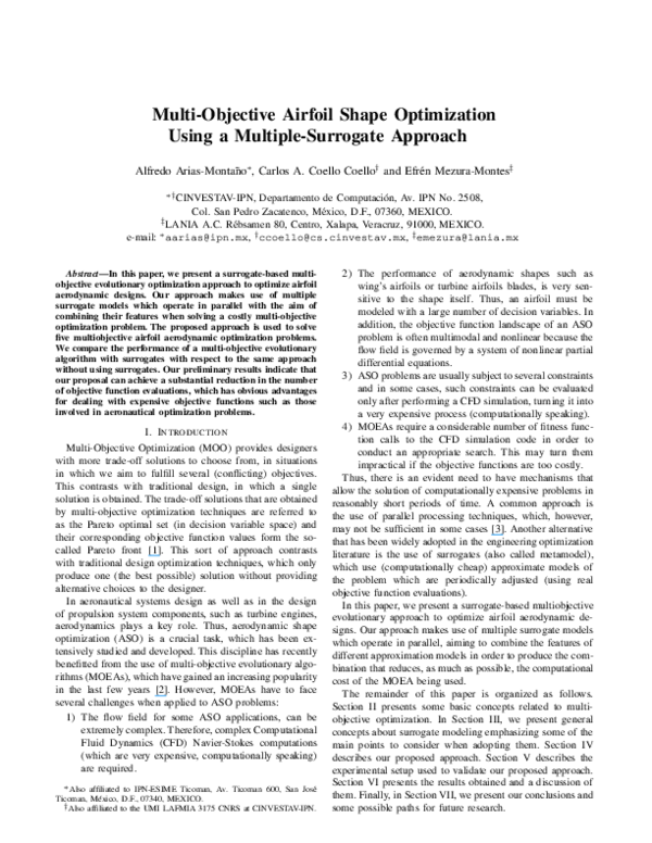 Pdf Multi Objective Airfoil Shape Optimization Using A Multiple