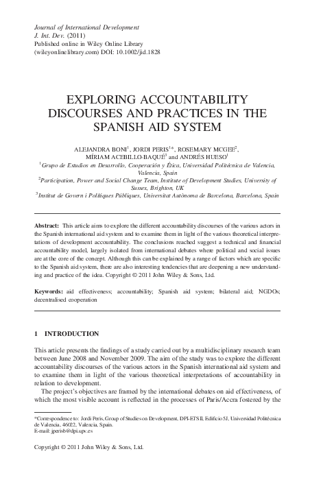 (PDF) EXPLORING ACCOUNTABILITY DISCOURSES AND PRACTICES IN THE SPANISH ...
