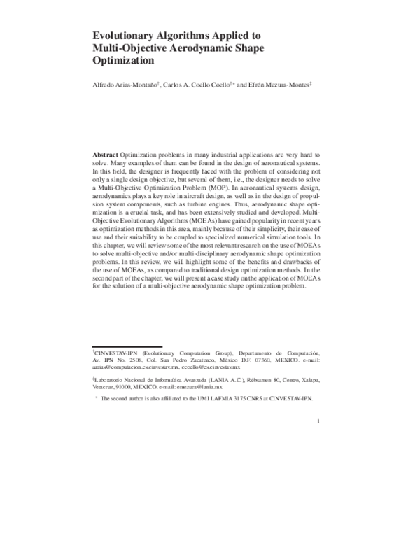 Pdf Evolutionary Algorithms Applied To Multi Objective Aerodynamic Shape Optimization