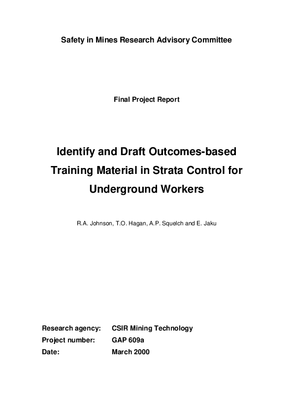 (PDF) Identify and draft outcomes-based training material in strata ...