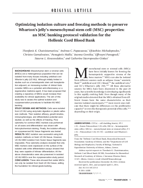 (PDF) Optimizing isolation culture and freezing methods to preserve Wharton's jelly's ...