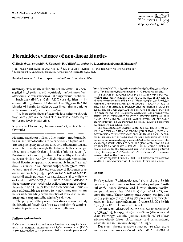 (PDF) Flecainide: evidence of non-linear kinetics