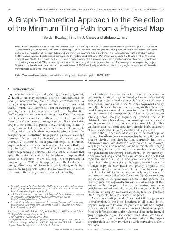 (PDF) A Graph-Theoretical Approach to the Selection of the Minimum Tiling Path from a Physical ...