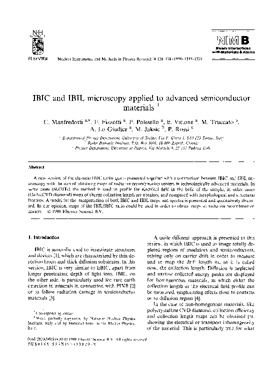(PDF) IBIC and IBIL microscopy applied to advanced semiconductor materials