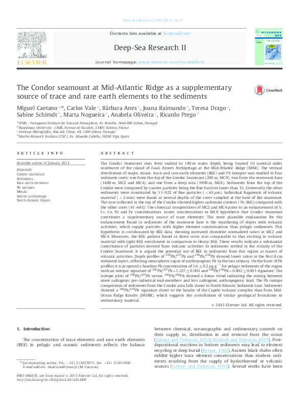 (PDF) The Condor seamount at Mid-Atlantic Ridge as a supplementary ...