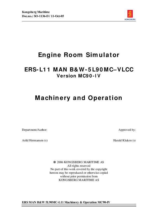 (PDF) Engine Room Simulator ERS-L11 MAN B&W-5L90MC–VLCC Machinery and Operation