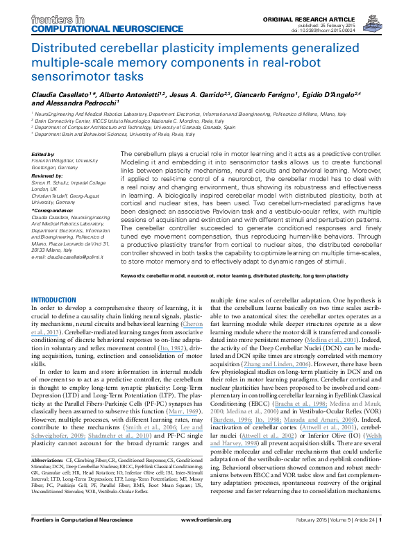(PDF) Distributed cerebellar plasticity implements adaptable gain control in a manipulation task ...