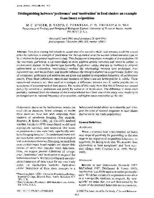 (PDF) Distinguishing between ‘preference’ and ‘motivation’ in food ...