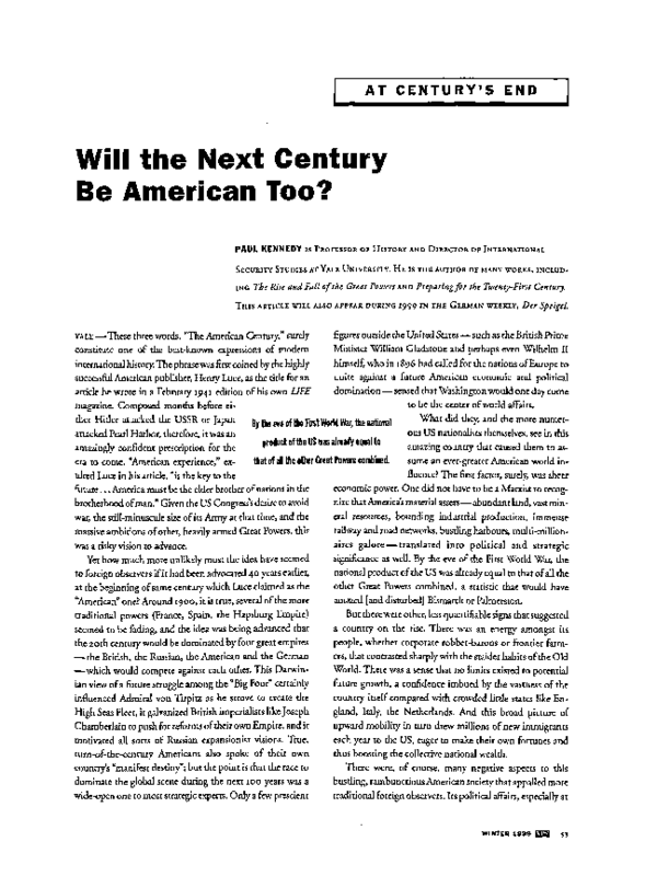 (PDF) Will the Next Century Be American Too?