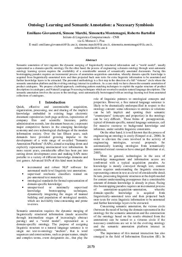 (PDF) Ontology learning and semantic annotation: a necessary symbiosis