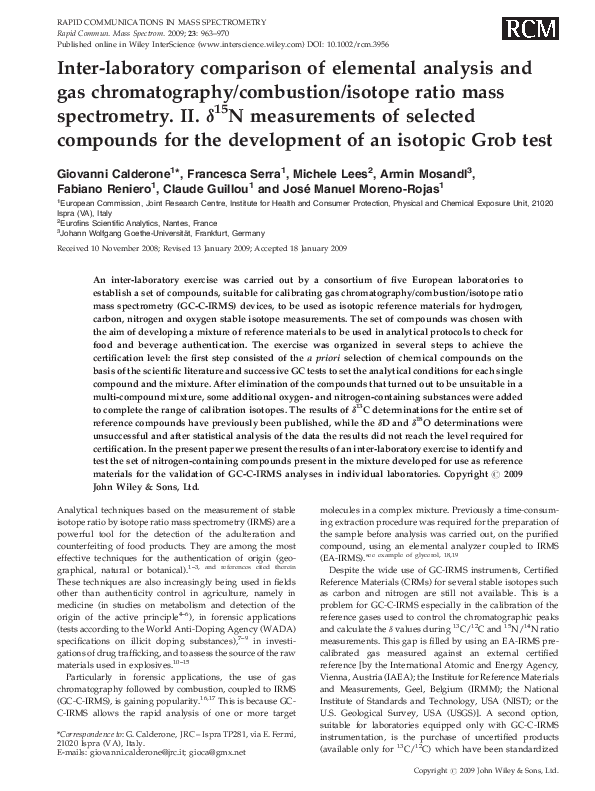 (PDF) Inter-laboratory comparison of elemental analysis and gas ...