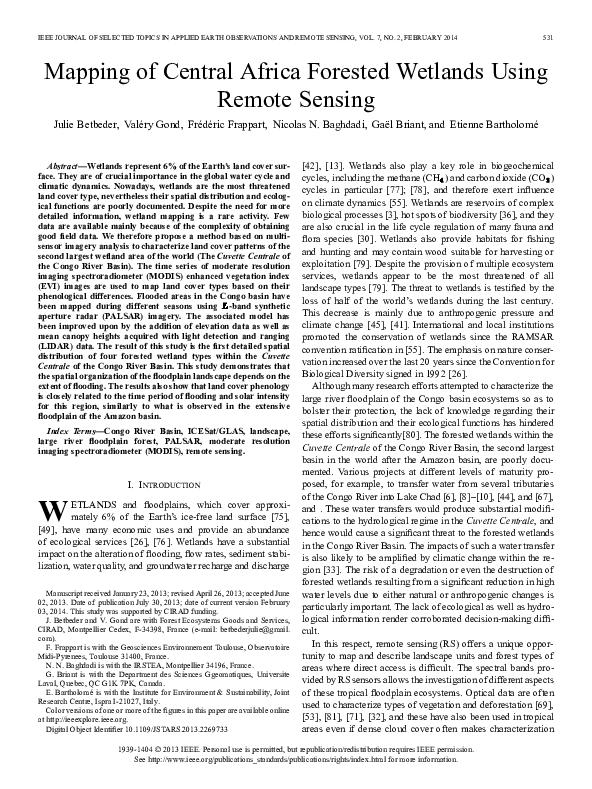 (PDF) Mapping of Central Africa Forested Wetlands Using Remote Sensing