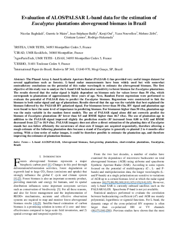 (PDF) Evaluation of ALOS/PALSAR L-band data for the estimation of ...