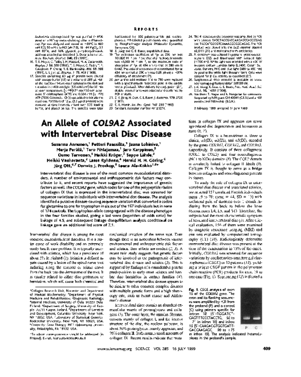 (PDF) An Allele of COL9A2 Associated with Intervertebral Disc Disease