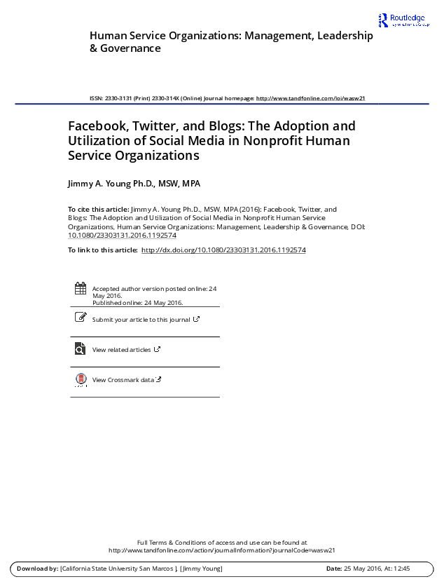 (PDF) Human Service Organizations: Management, Leadership & Governance ...