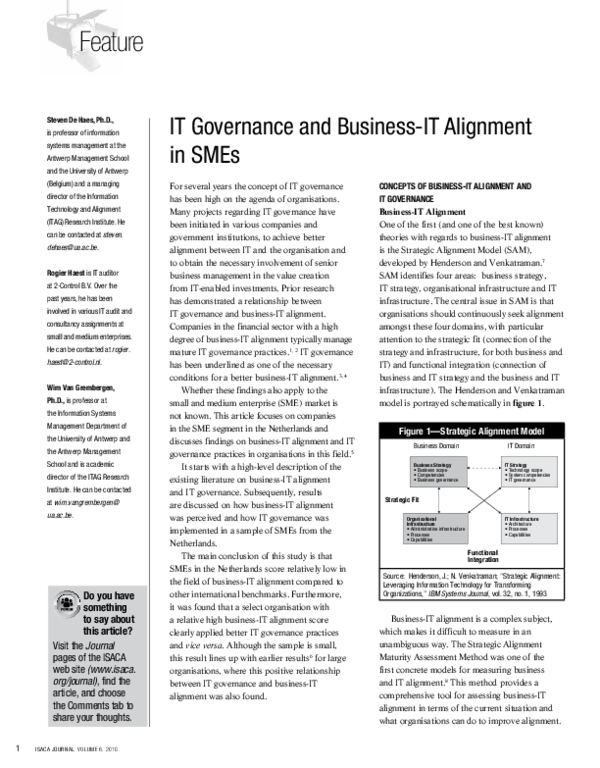 (PDF) ISACA IT Governance and Business IT Alignment