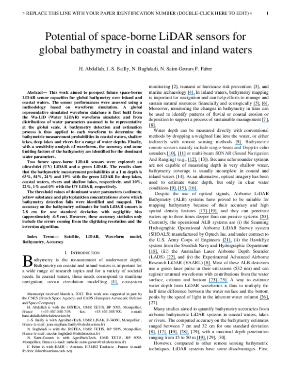 (PDF) Potential of space-borne LiDAR sensors for global bathymetry in ...