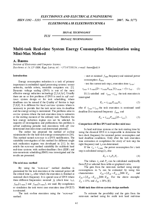 Pdf Multitask Real Time System Energy Consumption Minimization Using Minimax Method